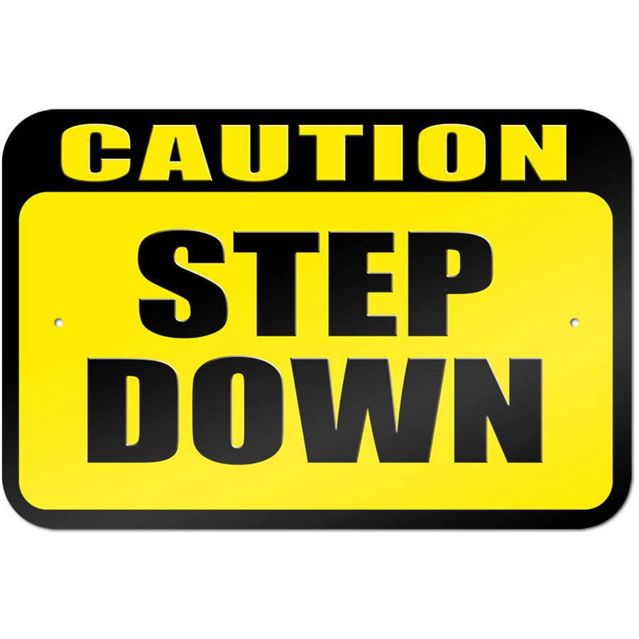 Caution Step Down Sign