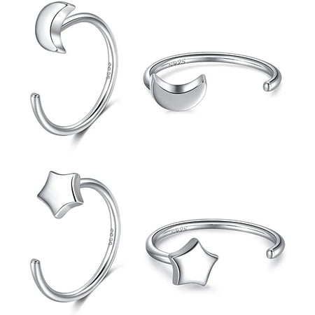 Half Hoops Earrings 925 Sterling Silver Small Hoop Earrings Ball, Bar ...