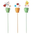 Set of 3 Flower Pots Garden Stakes, Whimsical Animal Faces Hand Painted ...