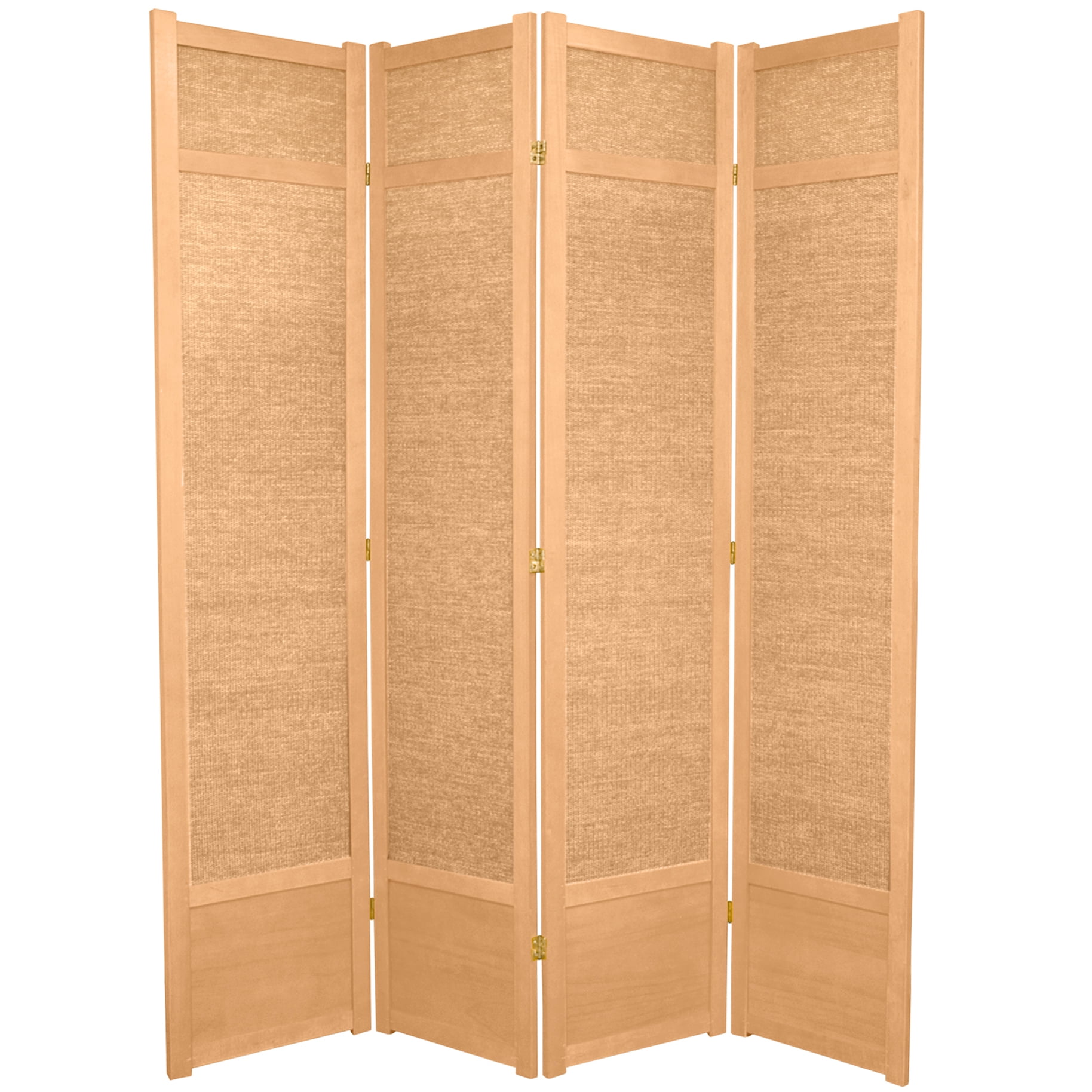 Oriental Furniture 7 Ft Tall Jute Shoji Screen, Natural, 4 panel ...