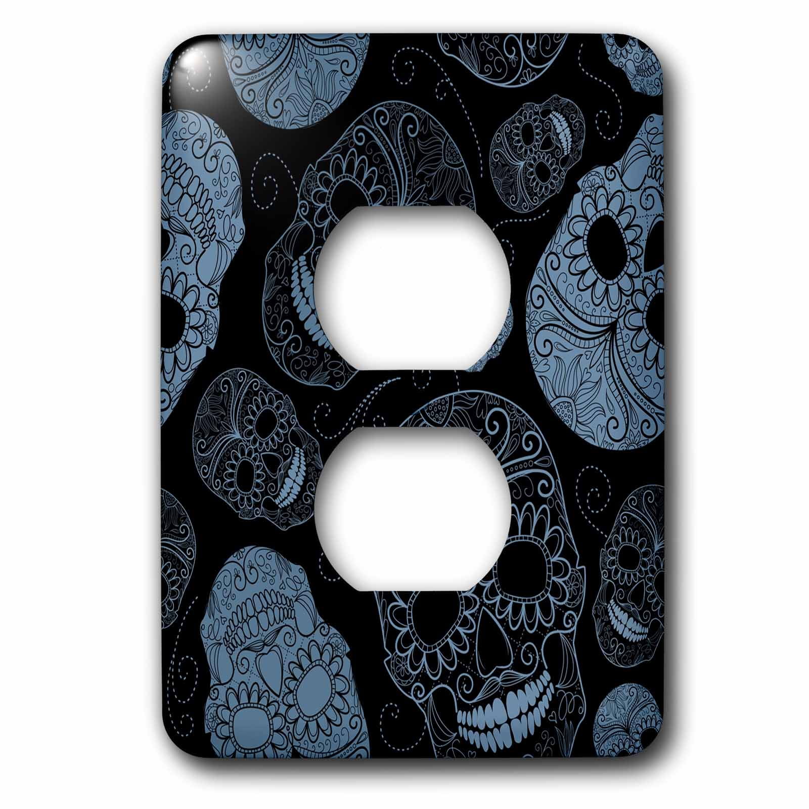 Blue sugar skulls day of the dead art 2 plug outlet cover lsp-110444-6 ...