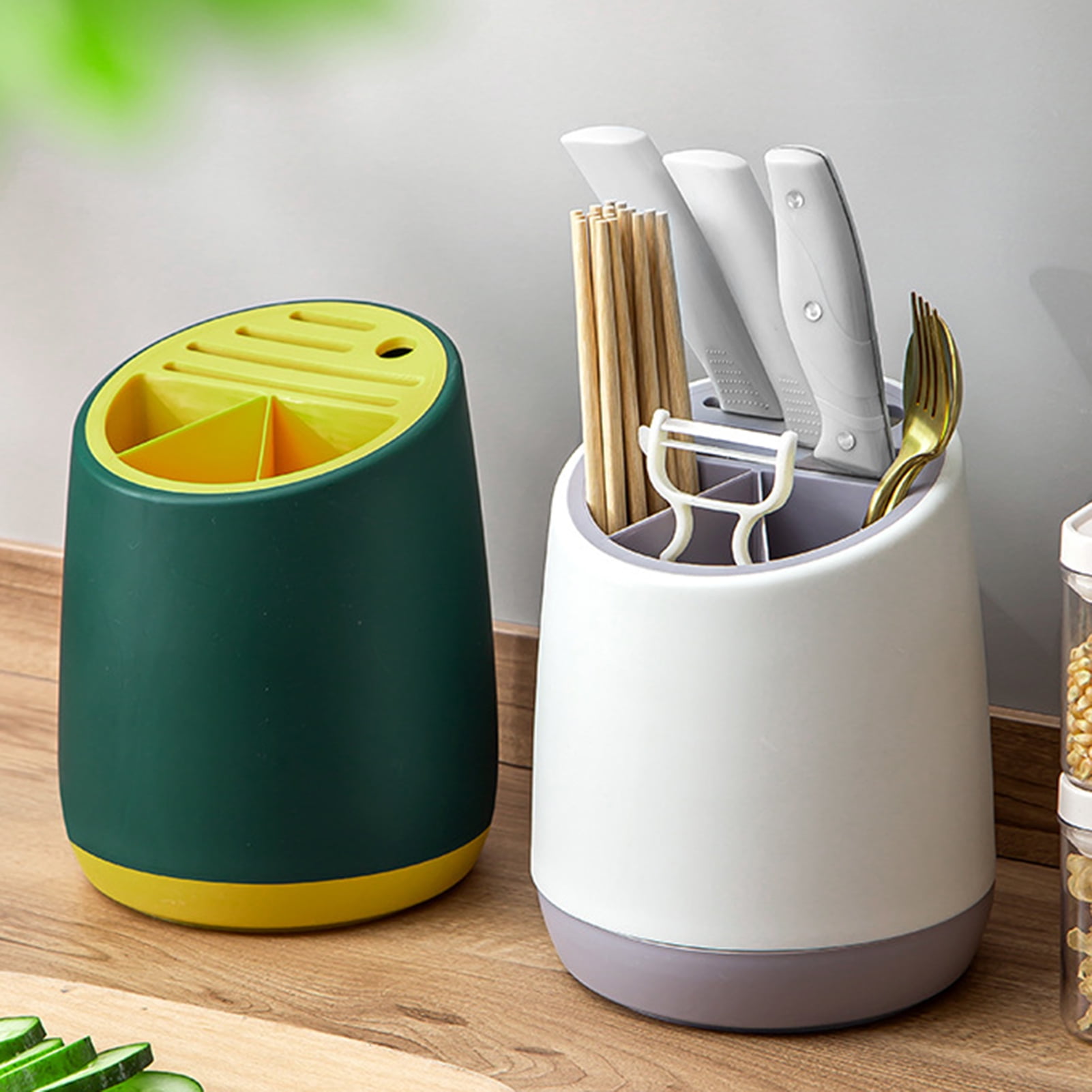 Hesroicy 360-Degree Rotatable Cutlery Box with Detachable Multi ...