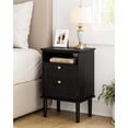 Black Boho Nightstand with 1 Drawer, Modern Side Accent Table with Open ...