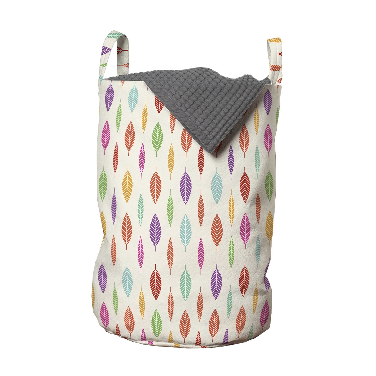 Retro Laundry Bag, Print of Bohemian Design of Colorful Feathers Thick ...
