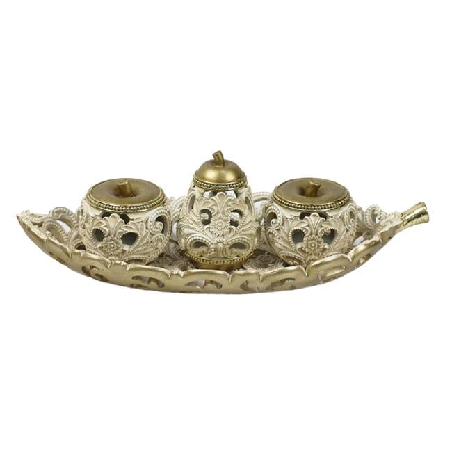 DLusso Designs HT30 Kayla Collection Leaf Tray with Three Fruit Set ...