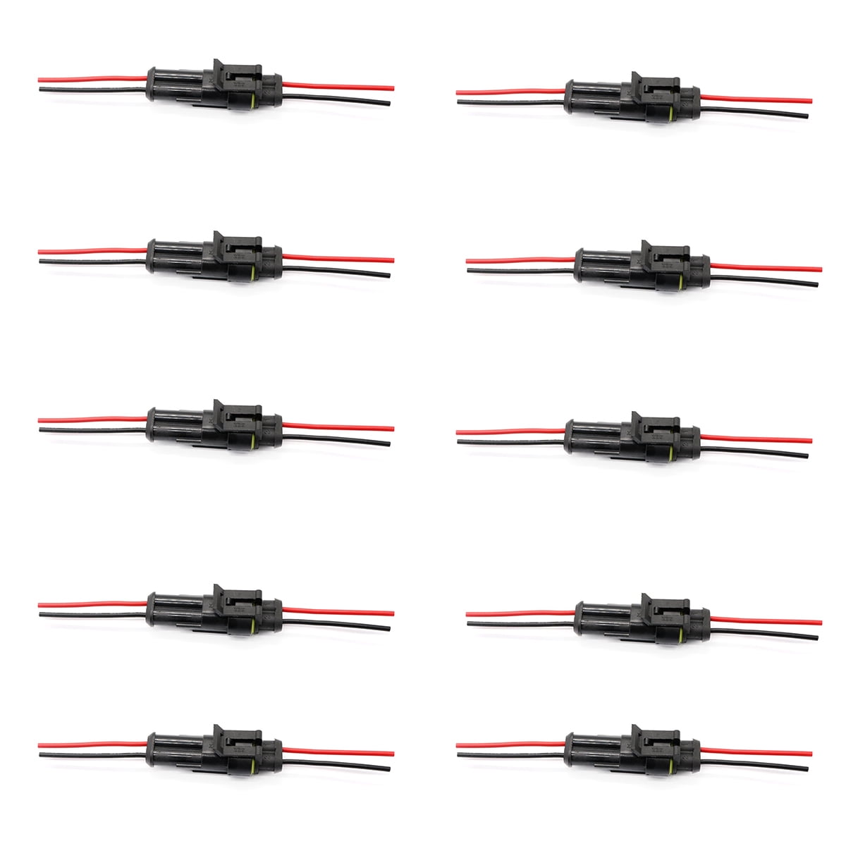 2 connectors 10 Pairs 2-Pin IP67 Waterproof Electrical Wire Terminal ...