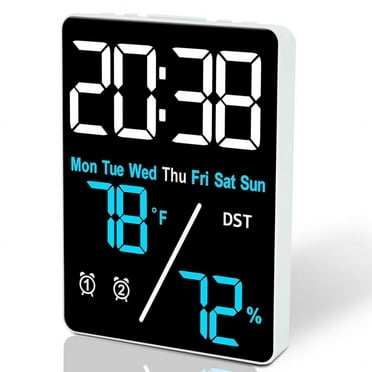 Indoor Digital Thermometer Hygrometer Clock with Temperature Humidity ...