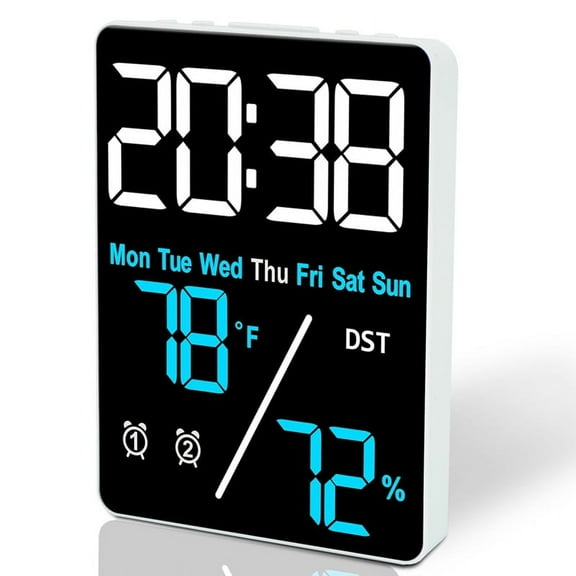 4.7 Inch Large Digital Room Thermometer Hygrometer Alarm Clock - LED ...