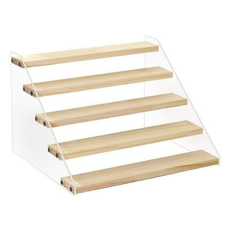 Multipurpose Display Riser Rack Stand Clear Wooden5tier Step Shelf ...