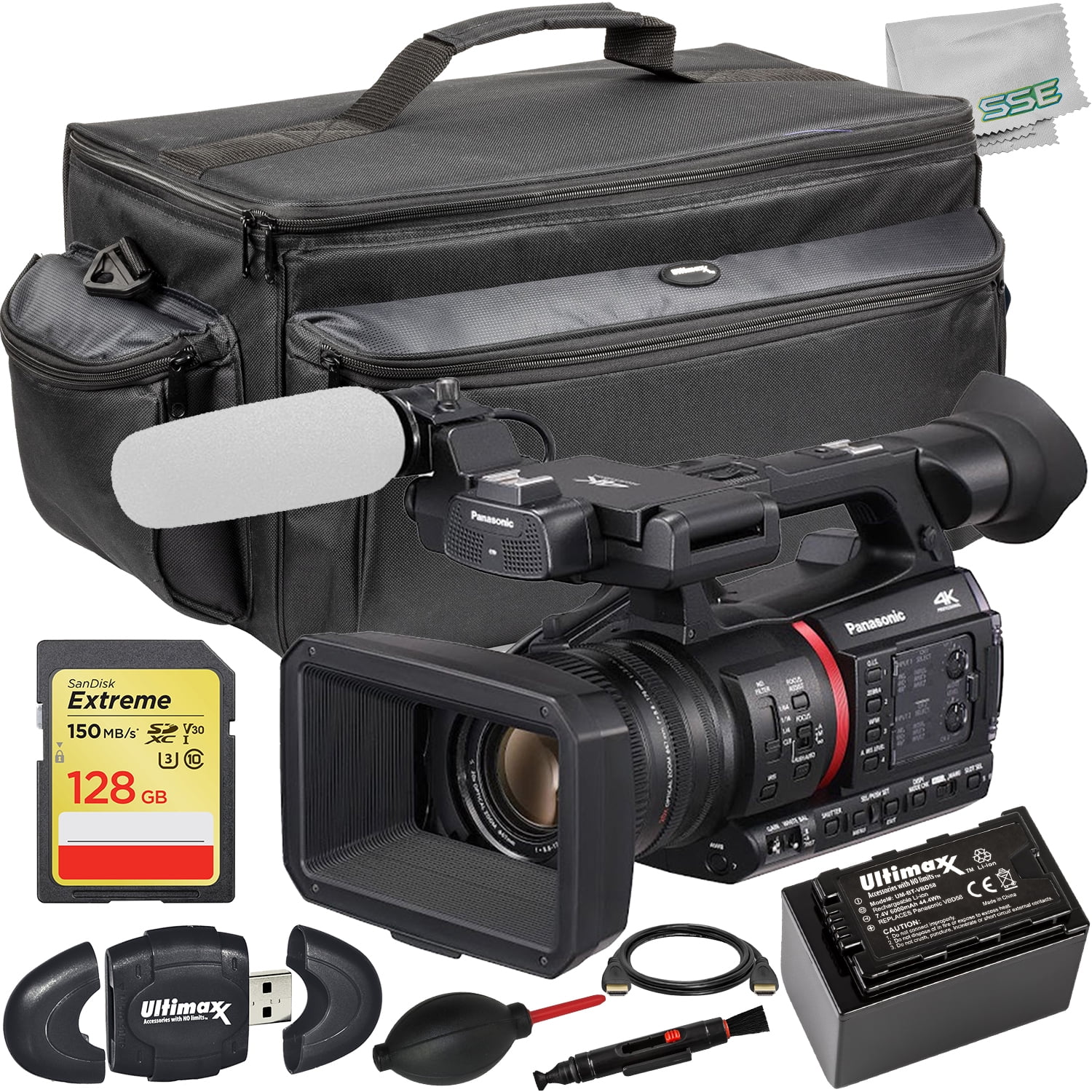 Panasonic AG-CX350 4K Camcorder with Starter Accessory Bundle: SanDisk ...
