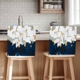 Blue White Chair Back Covers, Gold Graffiti Painting Art Retro Country ...
