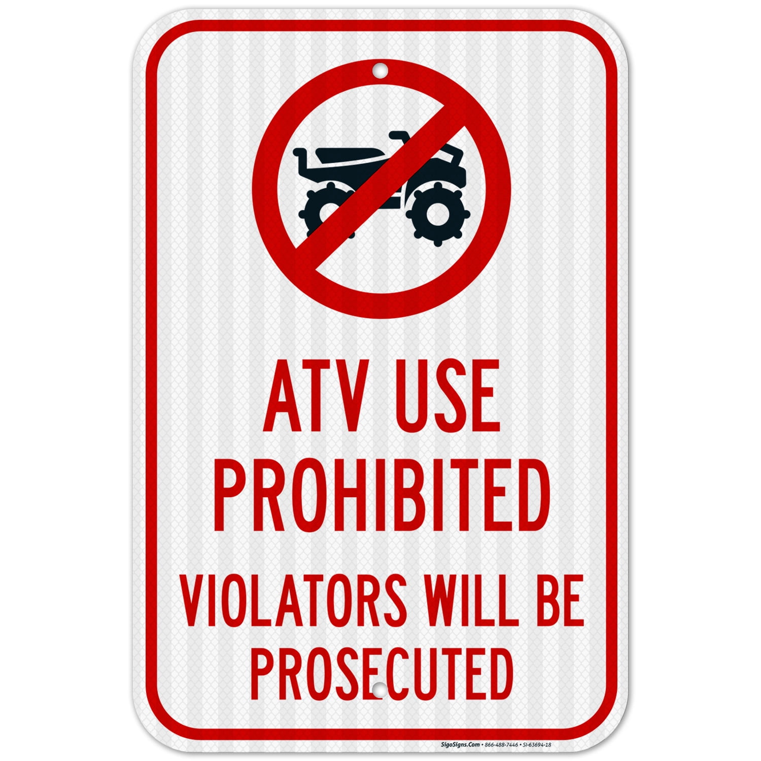 Atv Use Prohibited Violators Will Be Prosecuted With No Atv Bike Symbol ...
