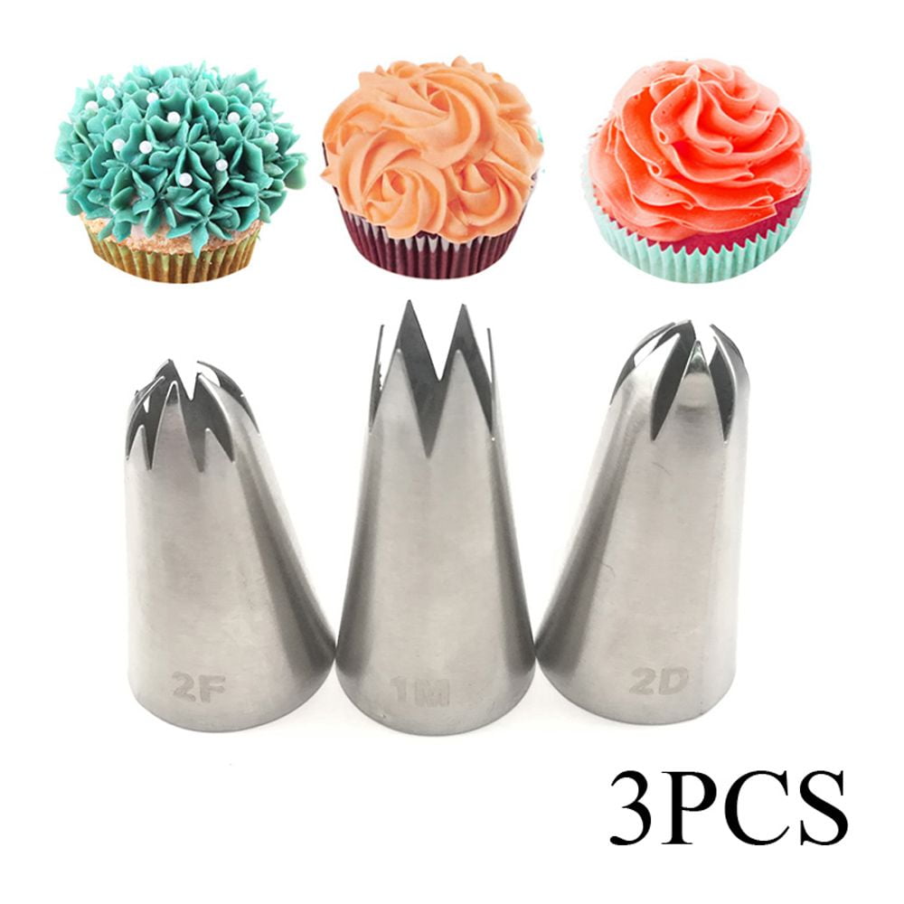 1/3PCS Bakeware Bakery Cupcake Rose Flower Stainless Steel Pastry Tips ...