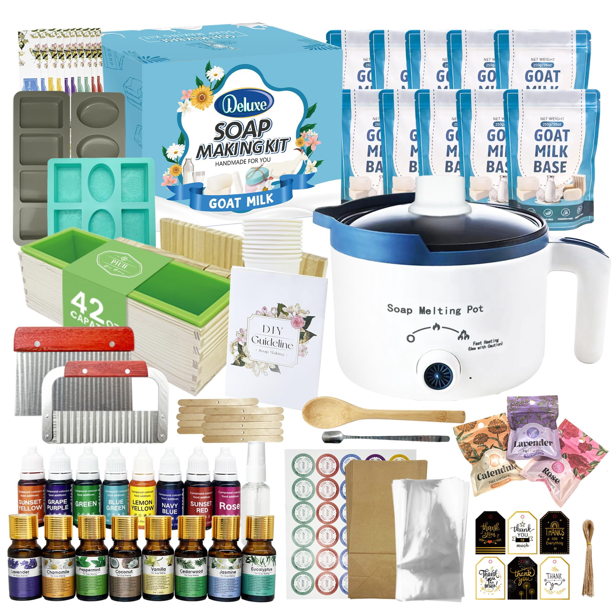 Kit para hacer jabón PIUH Deluxe Goat Milk con crisol y más | Bodega ...