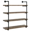 DecMode 72" x 8" Distressed 1-Tier Light Brown Scroll Wall Shelf ...