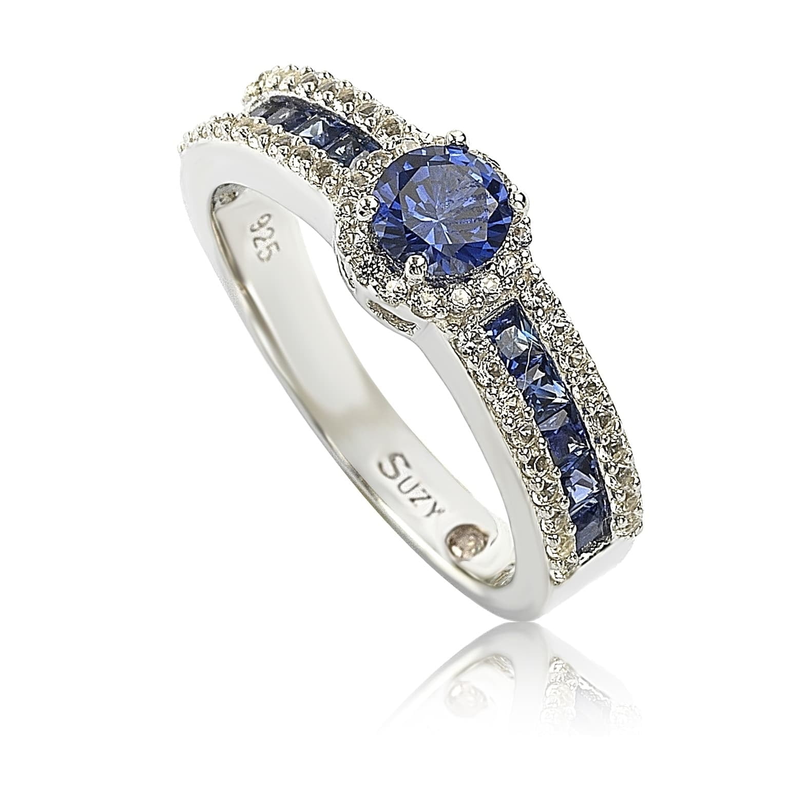 Suzy Levian Suzy Levian Sterling Silver Blue Sapphire And Diamond