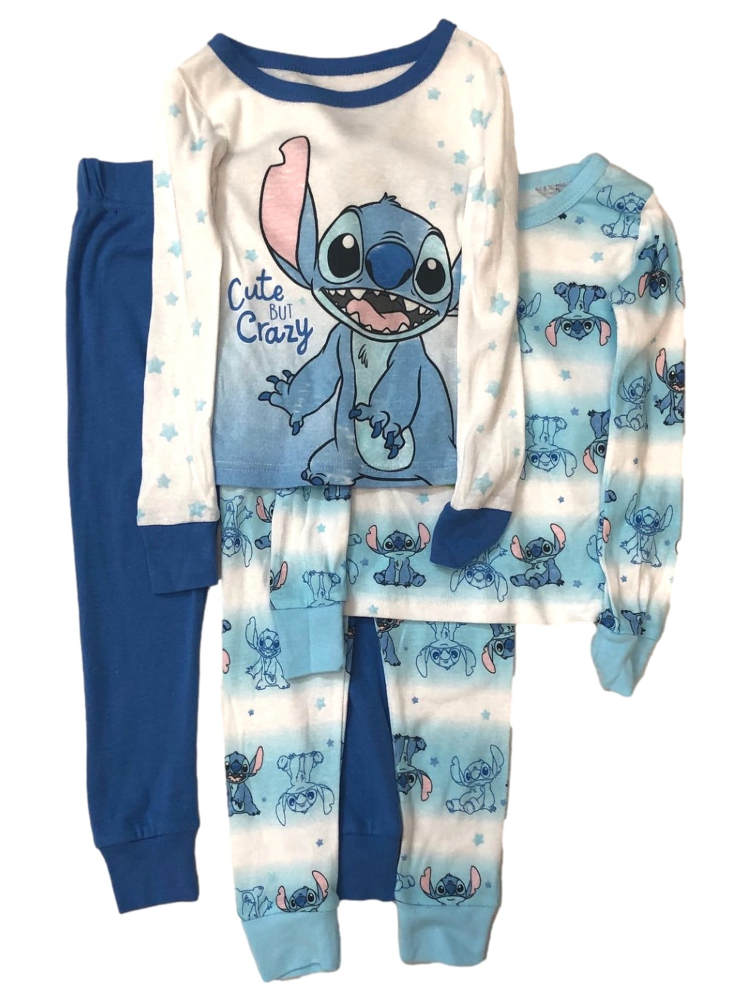 Disney Lilo & Stitch Girls Long Sleeve 4pc Sleep Set Pajamas 6 ...