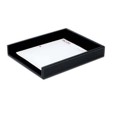 Black Leather Front-Load Letter Tray - Walmart.com