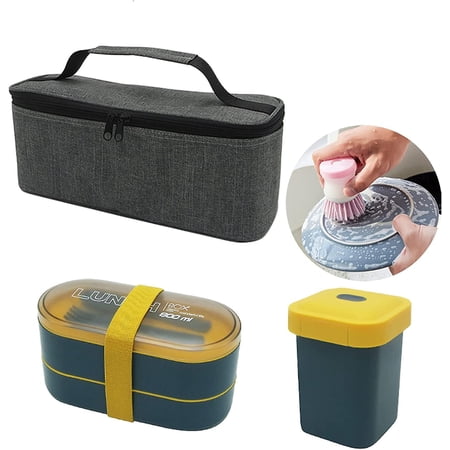 Bento Lunch Box, 2 Tier Sealed Lunch Box Dessert Cup And Insulated Bag ...