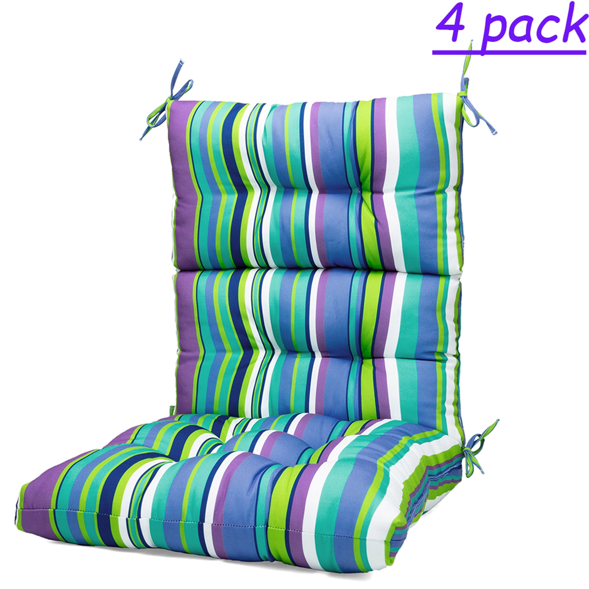 4 Pack Outdoor/Indoor High Back Chair Cushions Deep Seat Patio Seat and ...