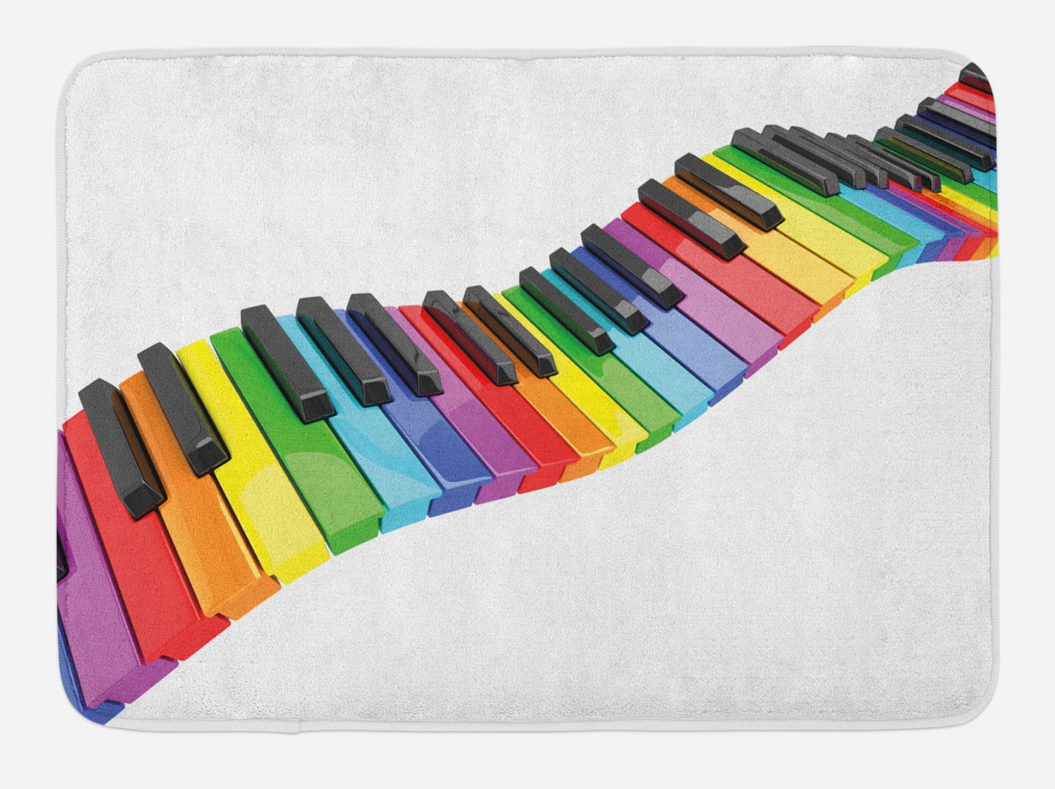 Music Bath Mat, Vibrant Colored Piano Keyboard Wave Musician Arts ...