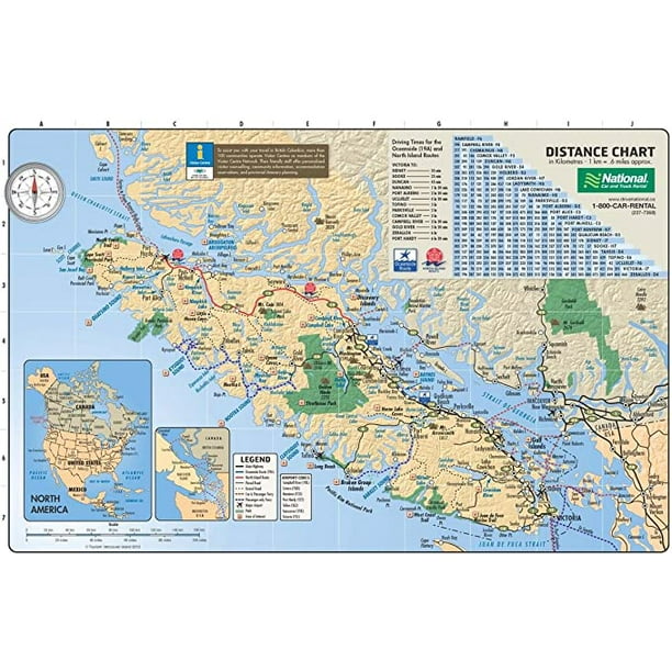 Iconic Arts Laminated 35x24 Poster: Map of Vancouver Island Vancouver ...