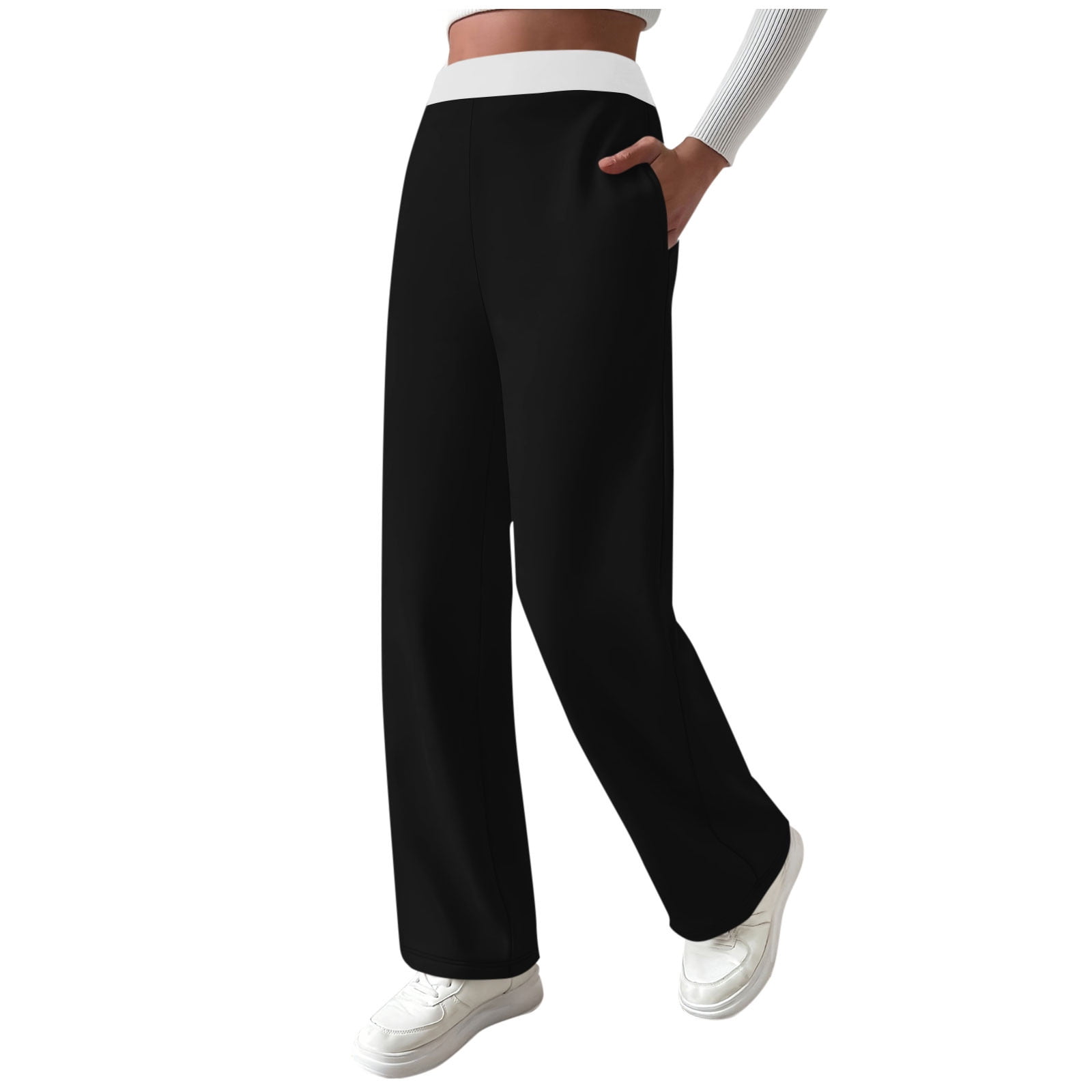 Click here for Fatyb Womens Fleece Lined Pants Straight Leg High... prices