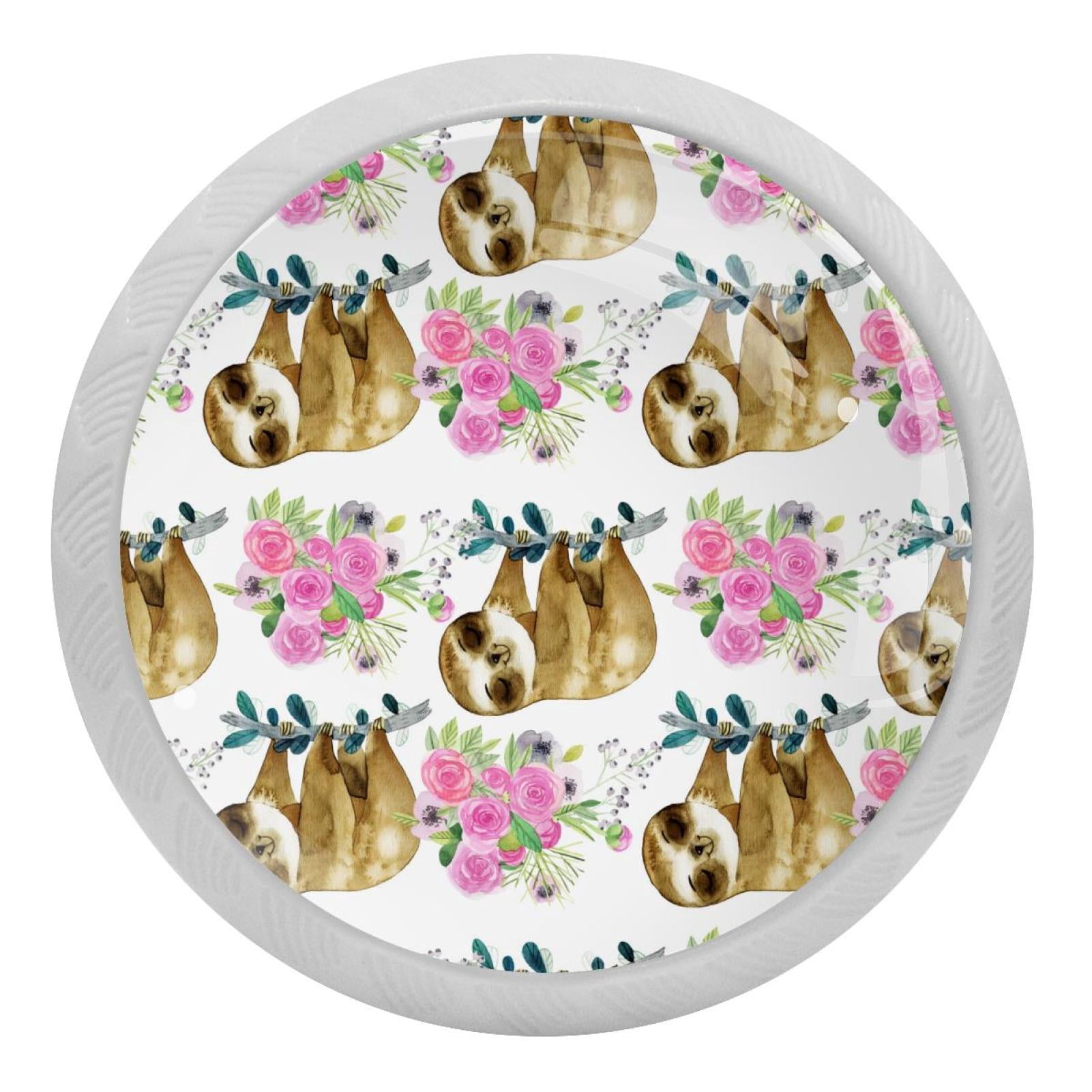 4PCS Round Sloth Animal Cute Cabinet Fluorescence Knob Glowing in the ...