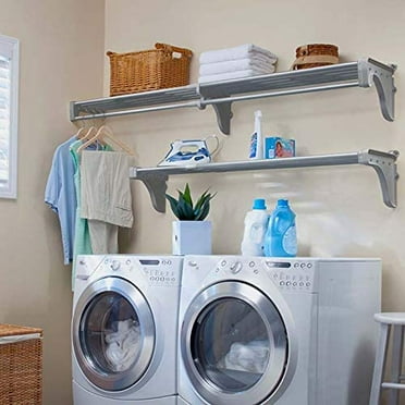 EZ Shelf Expandable Laundry Room Shelving Kit, Wall Mount, White ...
