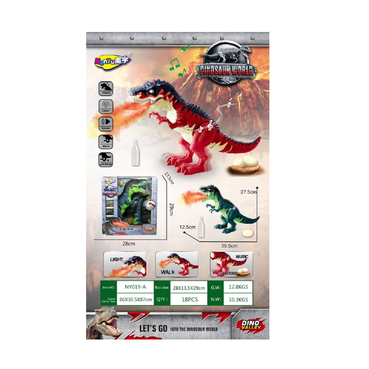 15.5" Dino Valley Red Tyrannosaurus Rex with Light and Sound - Battery ...