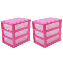 Plastic Drawer Designed 3 Compartment Jewelry Storage Box Pink ...