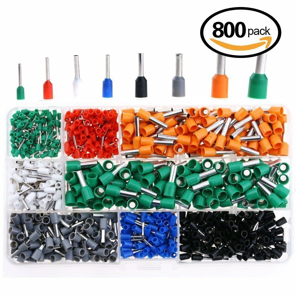 800pcs 10-24 AWG Wire Copper Crimp Connector Insulated Cord Pin End ...