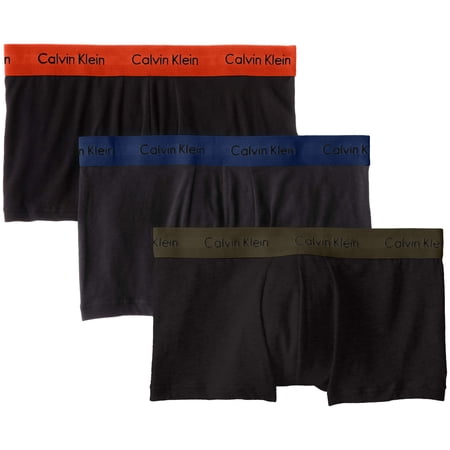 Calvin Klein Men's Cotton Stretch 3 Pack Low Rise Trunks, Black/Forest ...