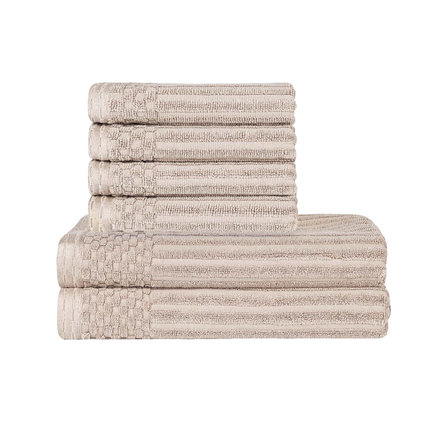 BNM Ribbed Heavy Cotton Hand Towel/ Bath Towel Set, Ivory - Walmart.com