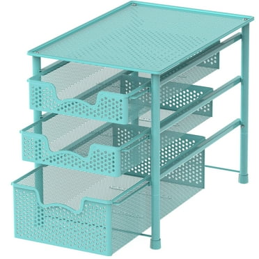 SimpleHouseware Stackable 2 Tier Sliding Basket Organizer Drawer ...