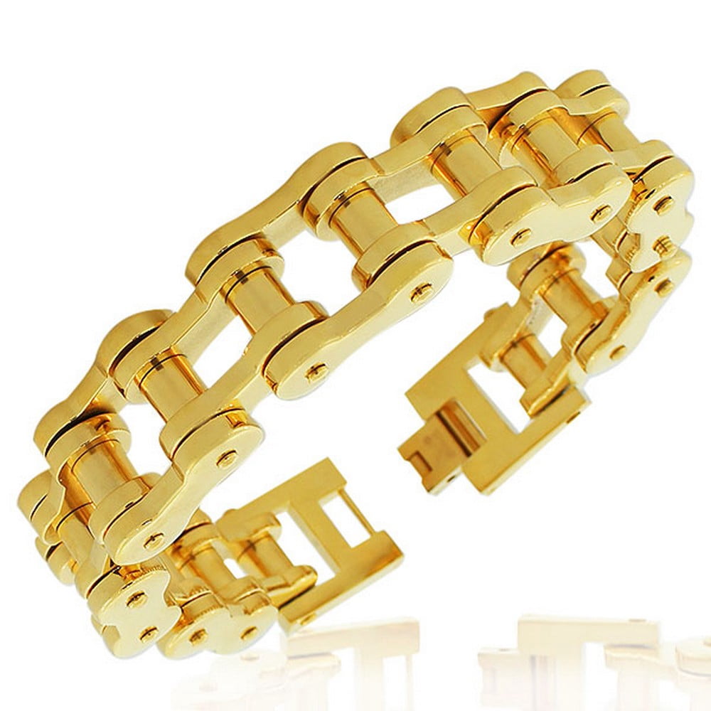 My Daily Styles - Stainless Steel Yellow Gold-Tone Link Bike Chain ...