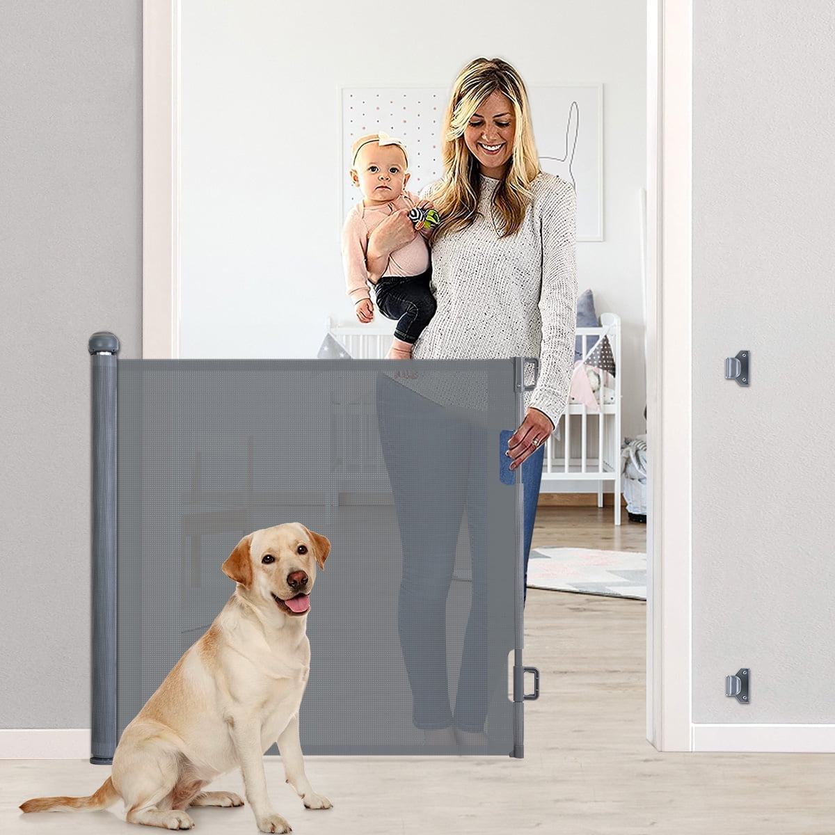 Retractable Mesh Baby Gate, Safety Gates for Stairs Doorway, 33''Tall ...