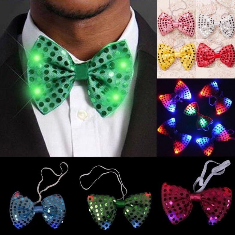 Men Fashion Tie LED Flashing Light Up Blinking Fun Bow Ties 9 Colors ...