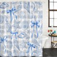 66x72 Inch Shower Curtains for Bathroom, Blue Coastal Fabric Bath ...
