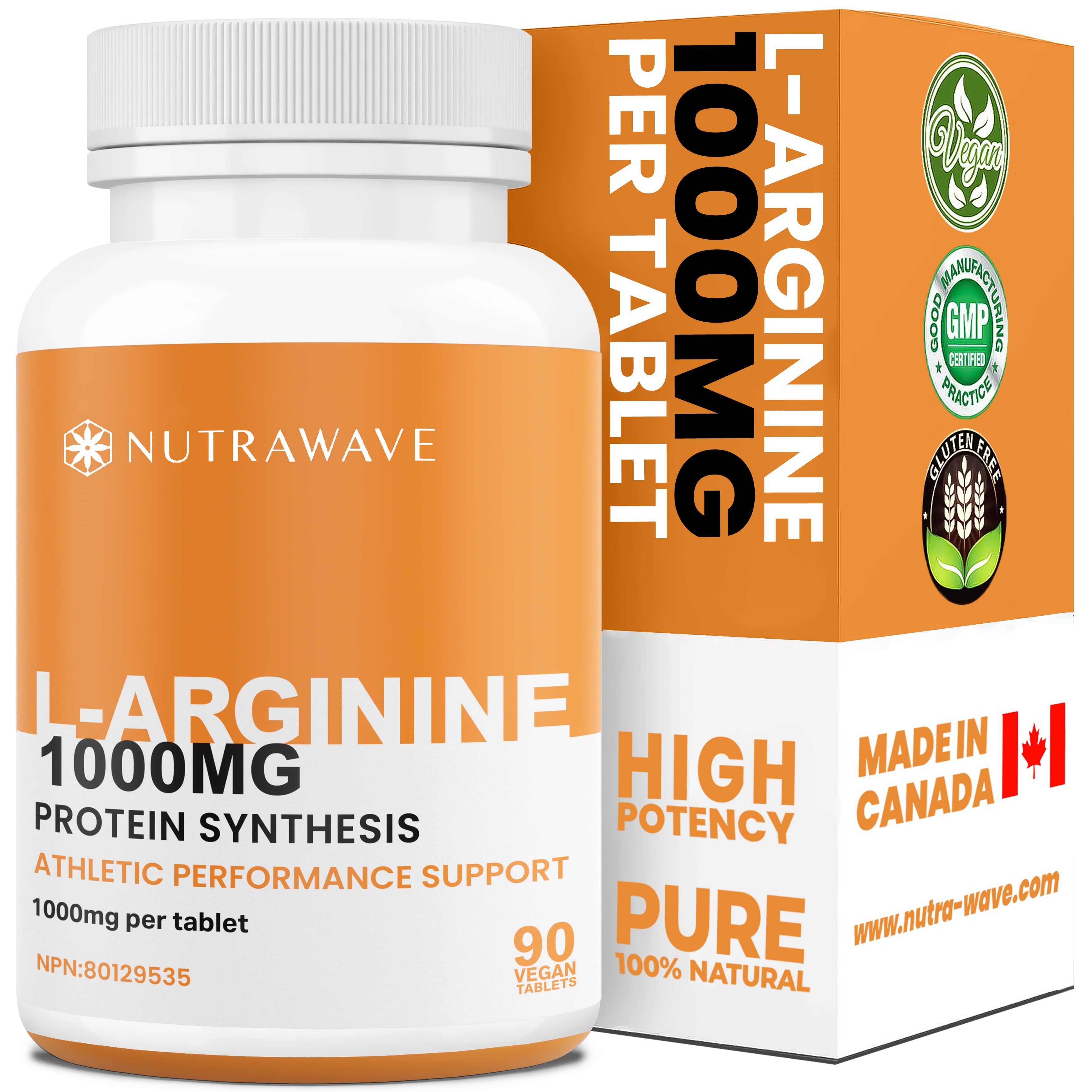 Nutrawave L-Arginine 1000mg – Nitric Oxide & Energy Support – 90 Vegan Tablets - Walmart.ca