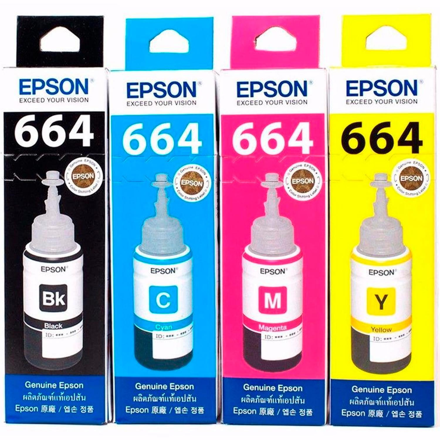 Kit 4 Botellas Tinta EPSON T664 Color L310 L380 L375 L395 L575 L1300 ...