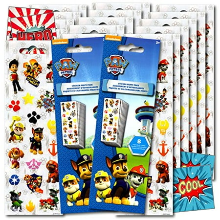 Paw Patrol Party Stickers Favor Pack Plus 4 Separately Licensed Reward ...