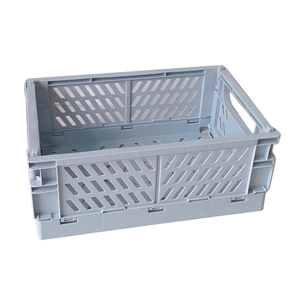 Collapsible Crate Plastic Folding Storage Box Basket Utility Cosmetic ...