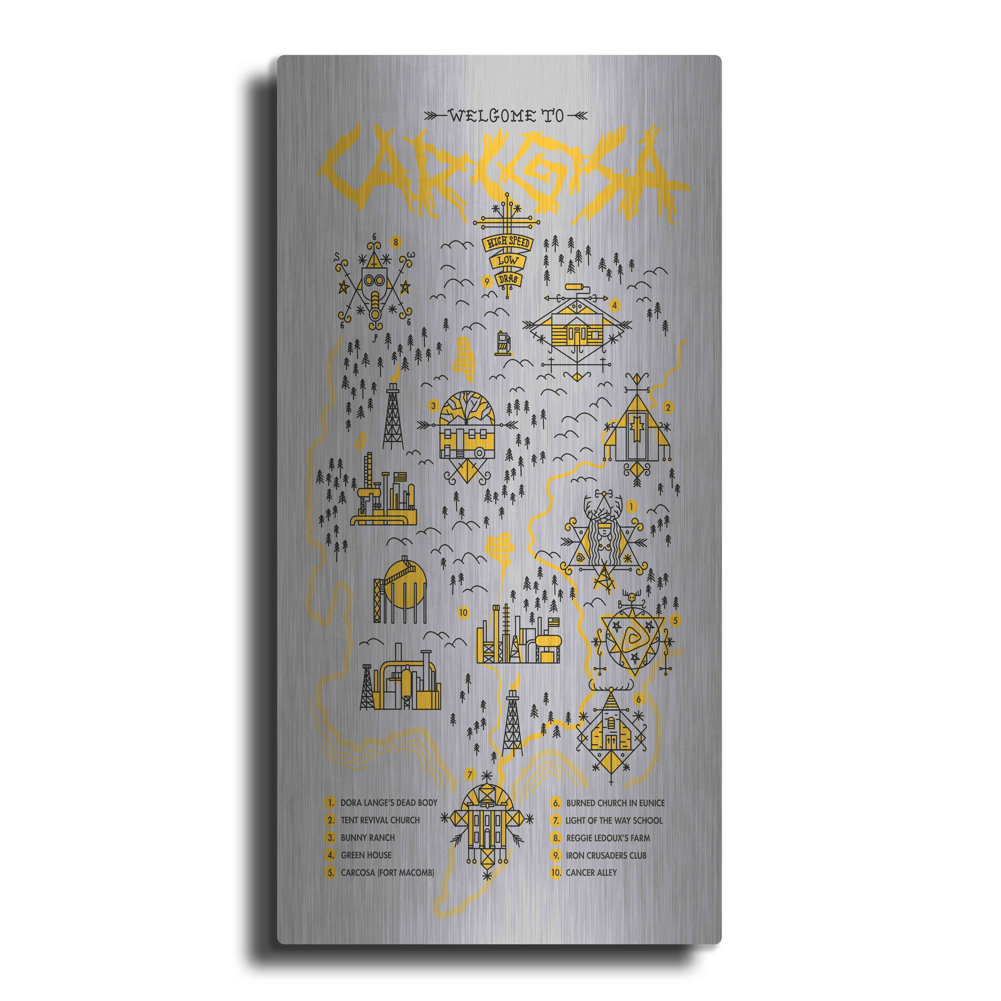 Luxe Metal Art 'True Detective Map' by Robert Farkas, Metal Wall Art ...