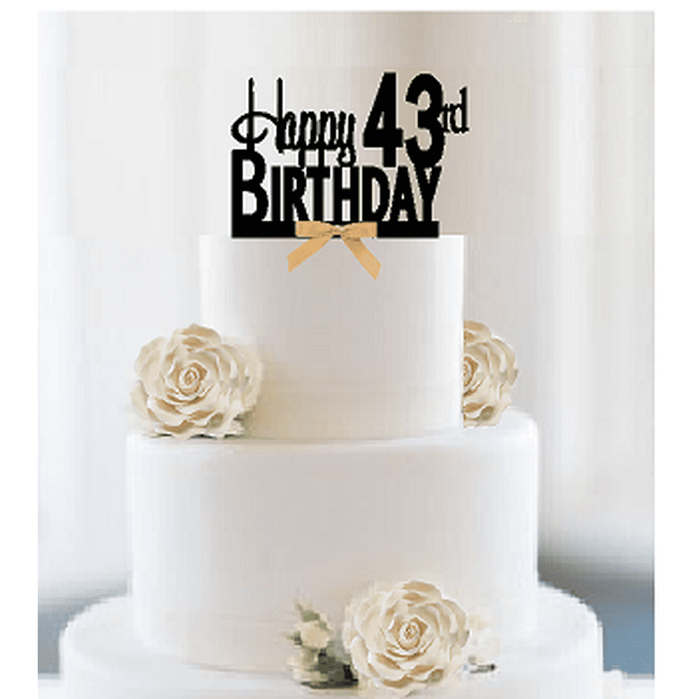 Item#043CTGR - Happy 43rd Birthday Elegant Cake Decoration Topper with ...
