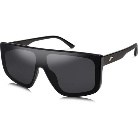 Oversized Square Sunglasses for Women Men Trendy Flat Top Shield Big Black Shades Goggles One ...