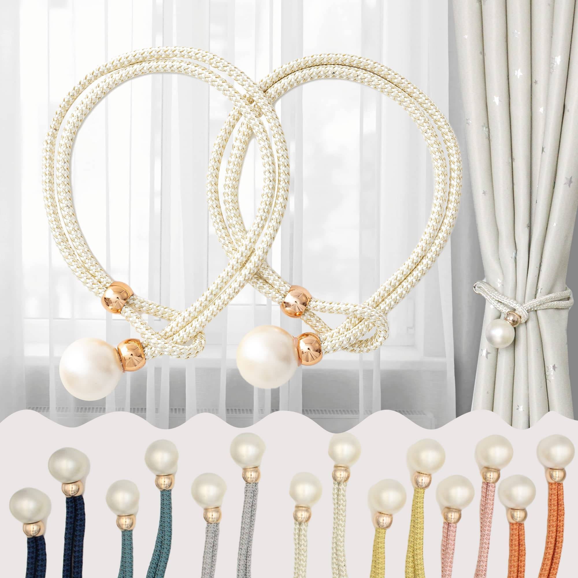 iMucci 4 Pack Curtain Tiebacks with Pearl Decoration, Convenient Drape ...