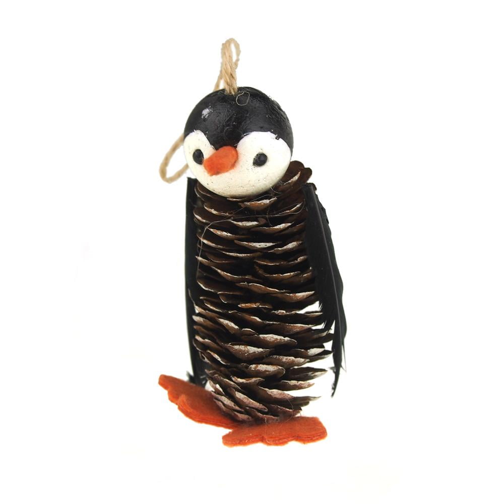 Pine Cone Penguin Animal Holiday Winter Ornament, Black, 3-1/2-Inch ...
