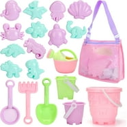 Glittery Plastic Beach Pails with Shovels 7 inches for Kids Sand Castle ...