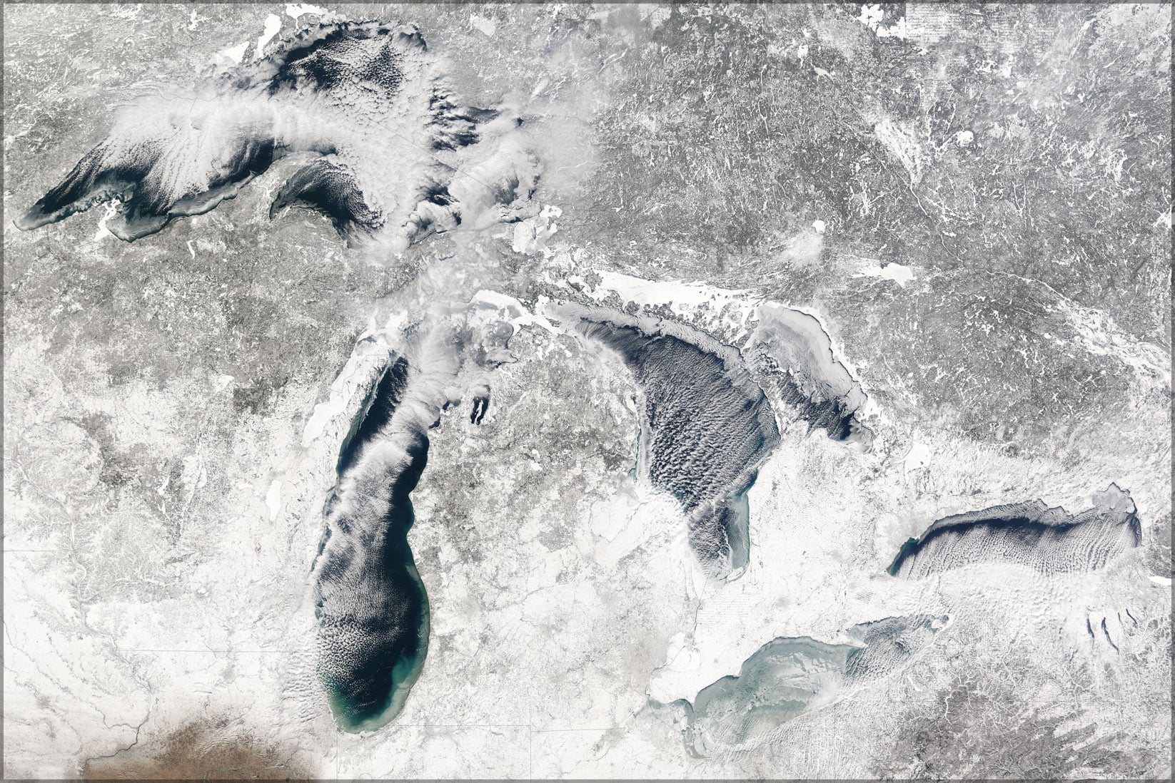 24"x36" Gallery Poster, Michigan and Great Lakes Satellite Map during ...